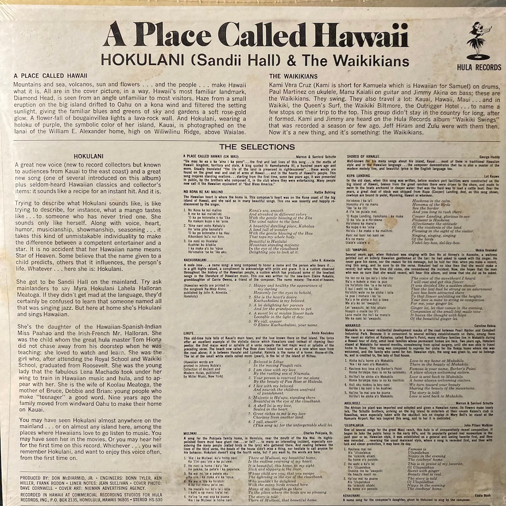 Hokulani (Sandi Hall) & The Waikikians - A Place Called Hawaii – AGS ...