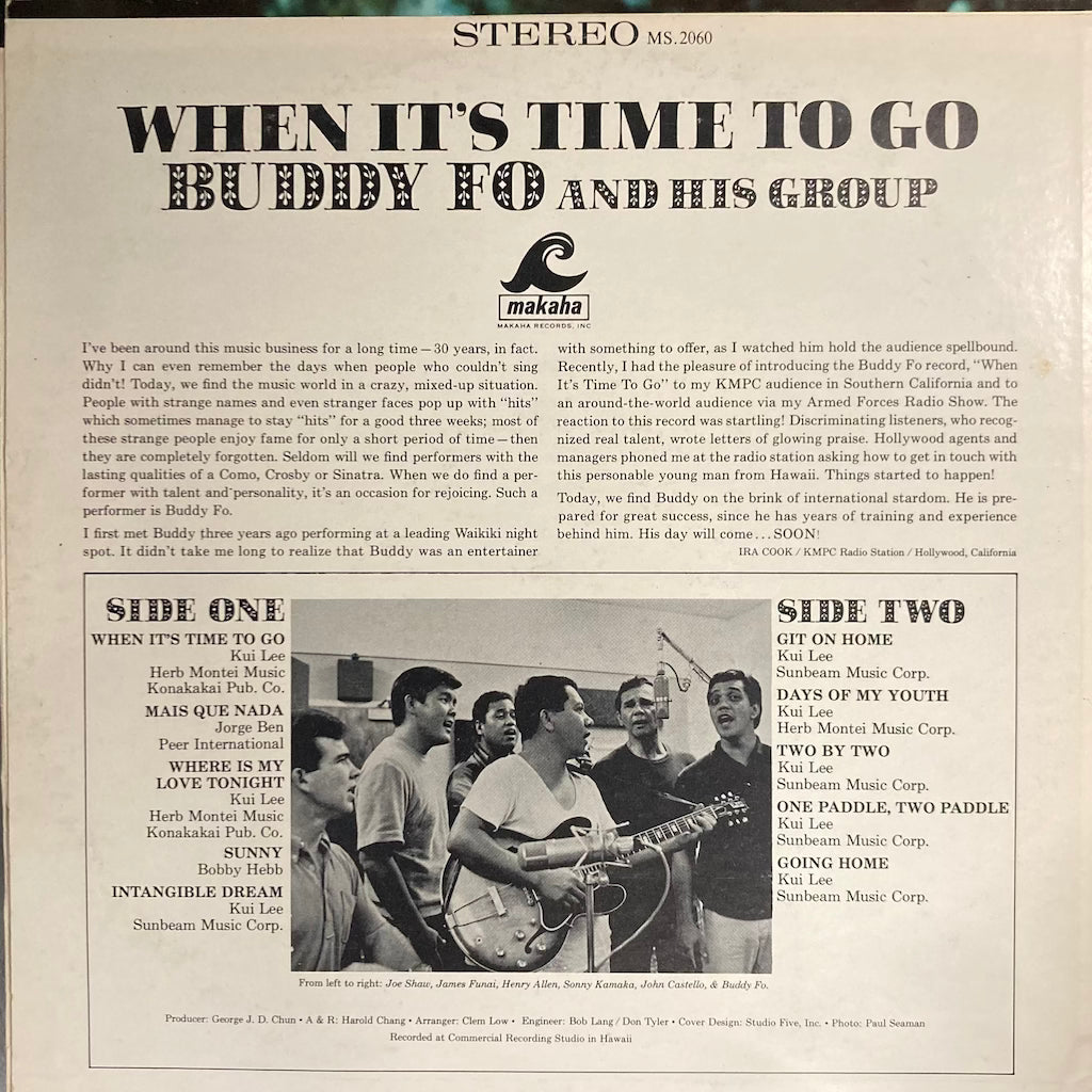 Buddy Fo and His Group - When It's Time To Go – AGS Honolulu